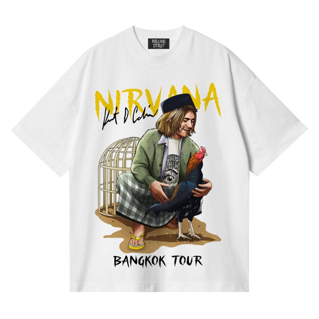 Jual Rollingstout Tshirt - Nirvana ayam Bangkok tour | Kaos Band | Parodi | Kurt Cobain | BAJU ...
