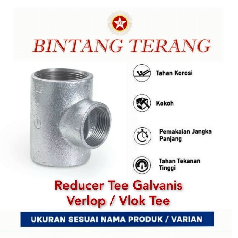 Jual Reducer Tee Galvanis 1 x 1/2" / Vlok Tee Galvanis / Verlop Tee ...