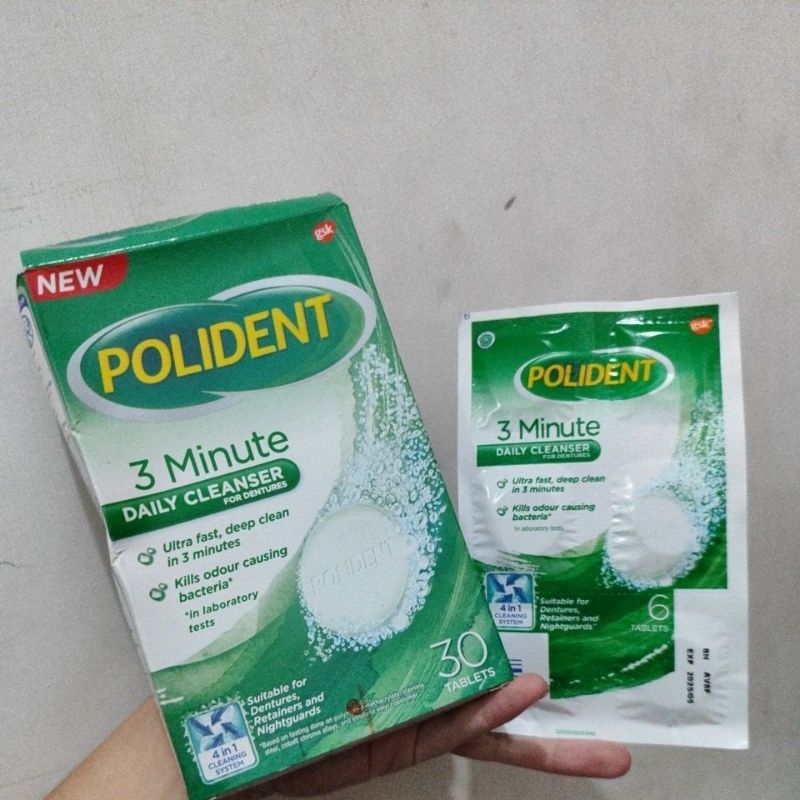 Jual Polident daily cleanser tablet ecer satuan isi 6 tablet | Shopee ...