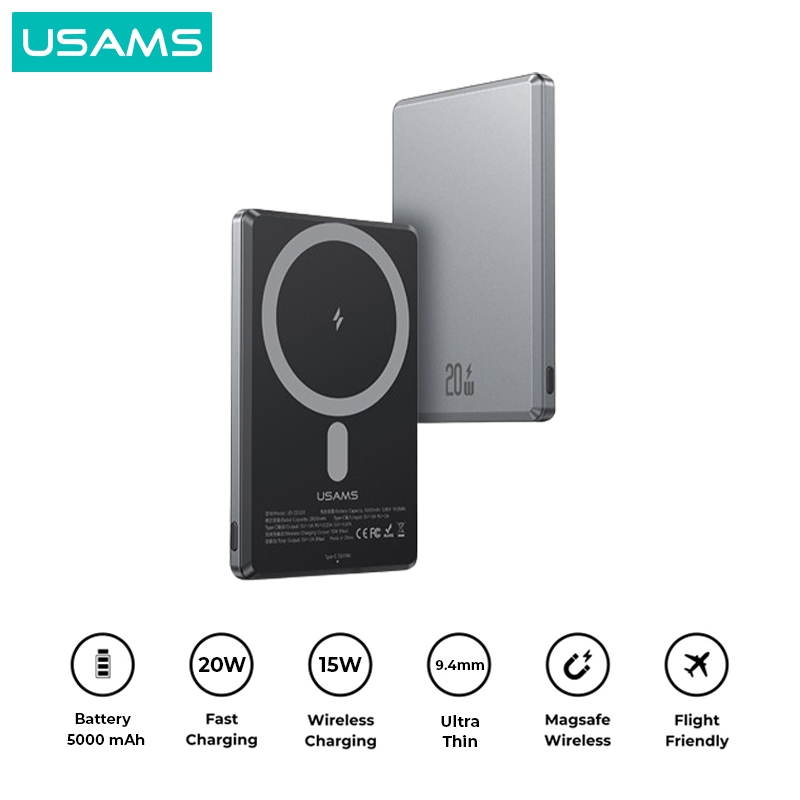 Jual USAMS PB73 Powerbank Magnetic Wireless Magsafe Fast Charging ...
