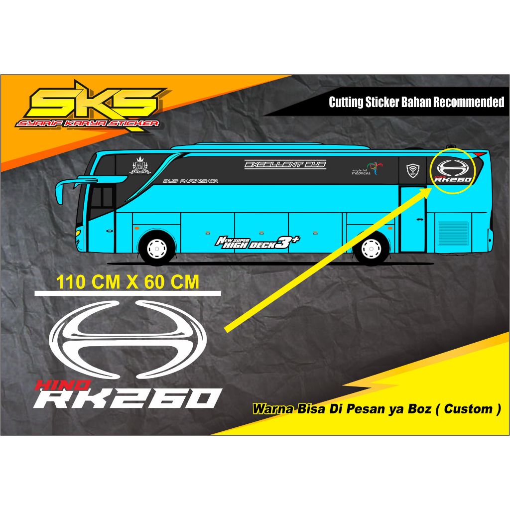 Jual STICKER STIKER LOGO HINO RK260 KACA BUS. BIG BUS.BUS MEDIUM.ELF ...