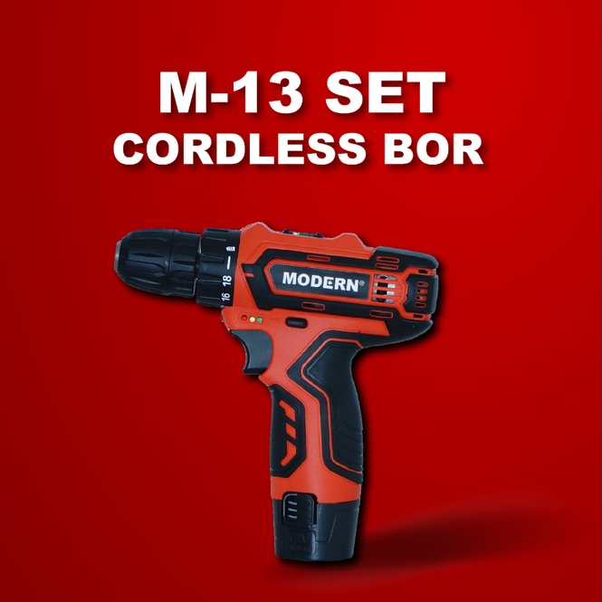 Jual MESIN BOR CAS MODERN M-13 SET CORDLESS CHARGE DRILL bor charge m13 ...
