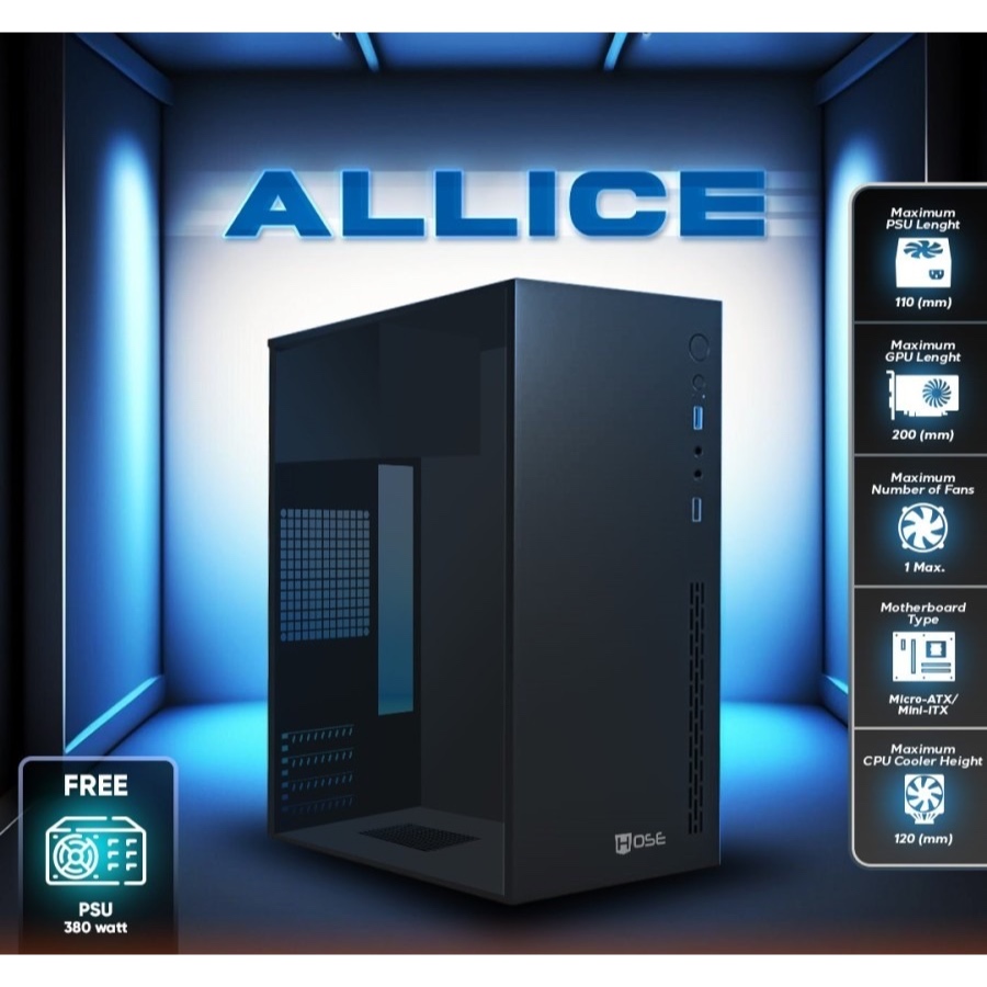 Jual PC CASE HOSE ALLICE - Mini Tower include PSU 380W - Casing PC ...