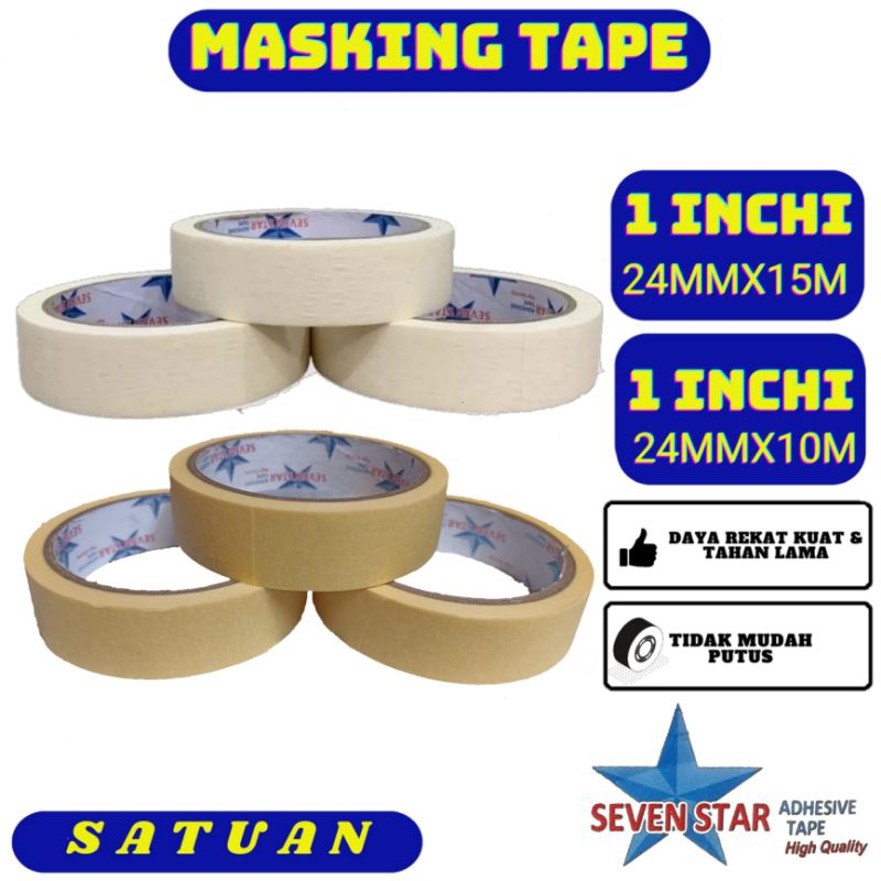 Jual Lakban Kertas Seven Star Masking Tape 1 inchi 24mmx10m Dan ...