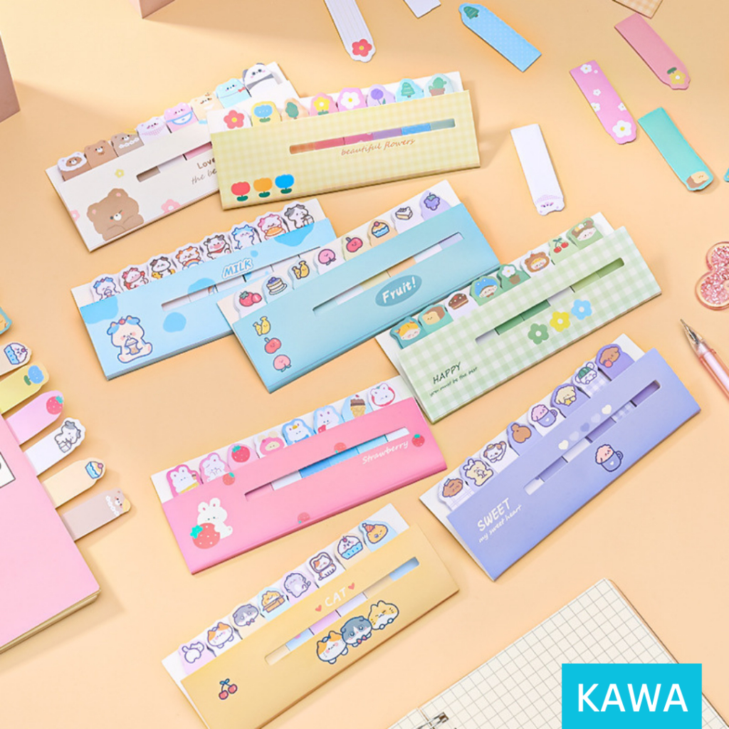 Jual KAWA Sticky Notes Lucu 8 in 1 Isi 120 Lembar Penanda Halaman Memo ...
