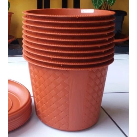 Jual Pot Motif Anyam uk. 25 Pot Bunga Plastik | Shopee Indonesia