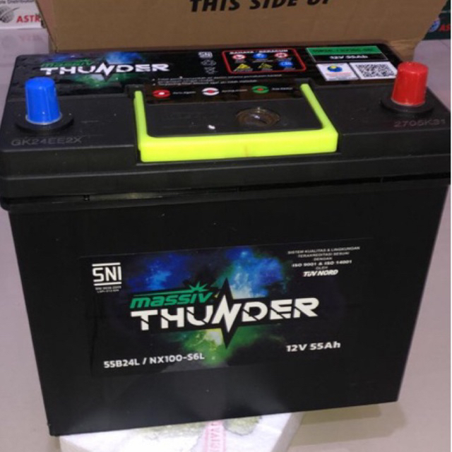 Jual Aki Massiv Thunder / Kering 55B24L - NX100-S6L | Shopee Indonesia