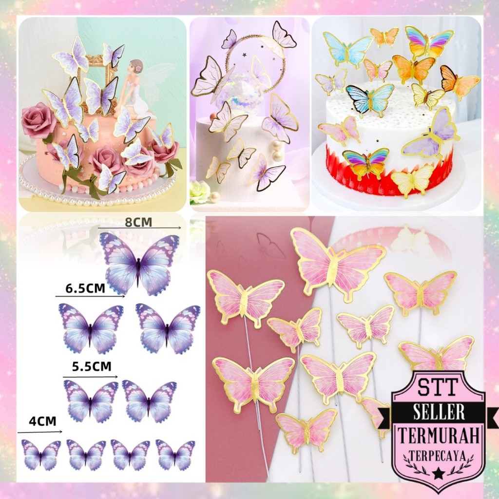 Jual STT Dekorasi Kupu-kupu Kue Ulang Tahun Lukisan Kertas Buket ...