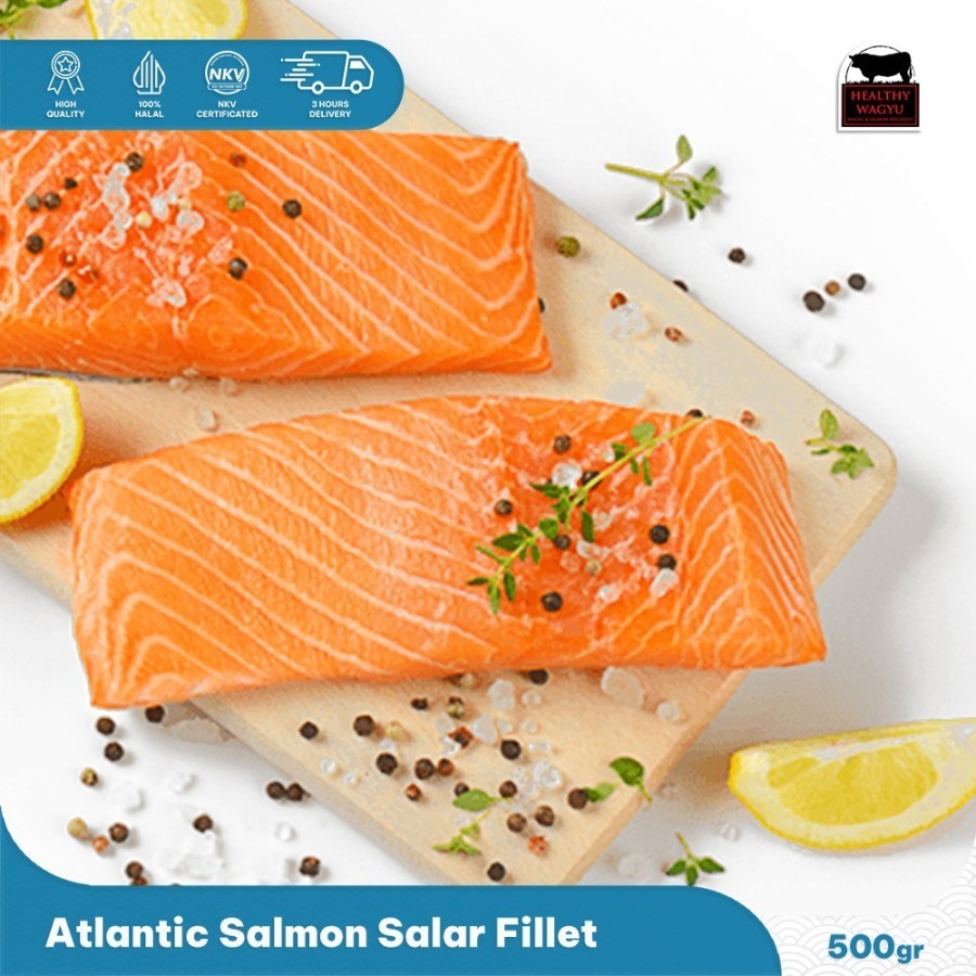Jual Atlantic Salmon Fillet Salar Halal 500gr HealthyWagyu | Shopee ...