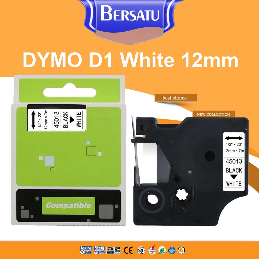 Jual Label Tape Printer Dymo D1 Tape Cartridge Pita Refill Tinta Hitam ...