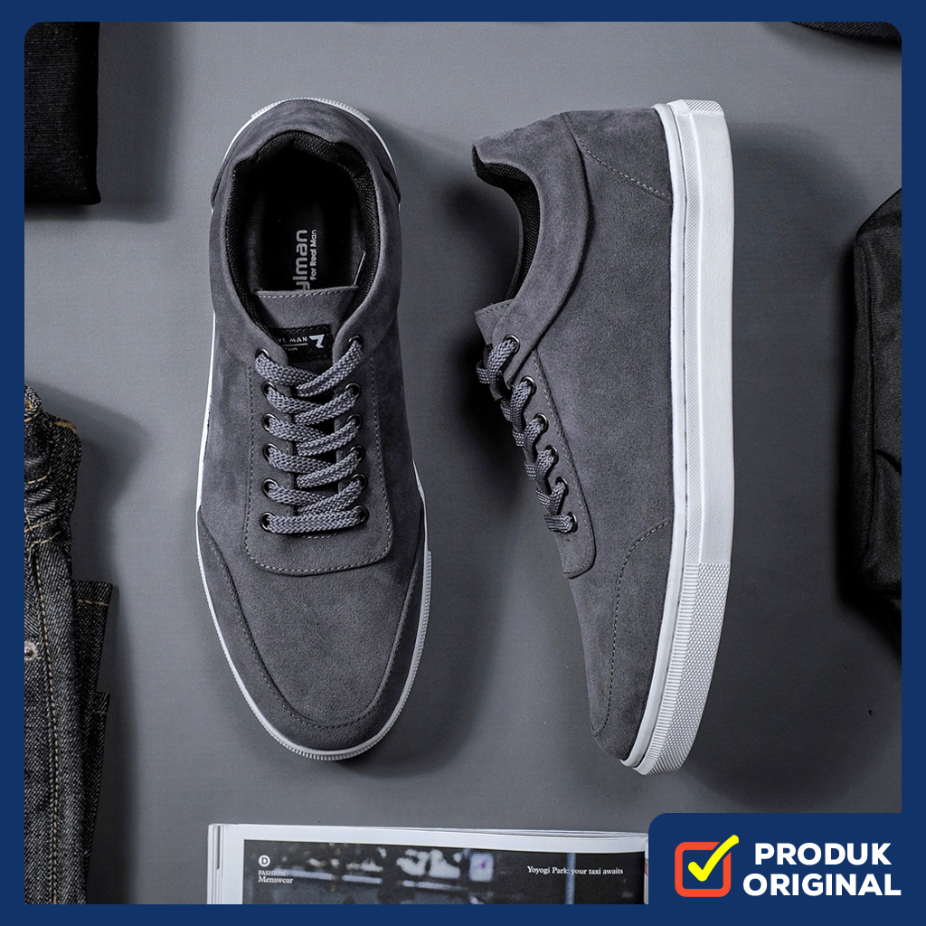 Jual CLEV GREY ORIGINAL x REYL MAN Sepatu Sneakers Abu-Abu Putih Pria Kets Tali Casual Jalan ...