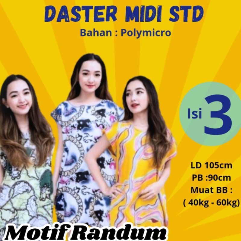 Jual Paket 3pcs Daster Midi LD 105cm (bahan Polymicro) | Shopee Indonesia