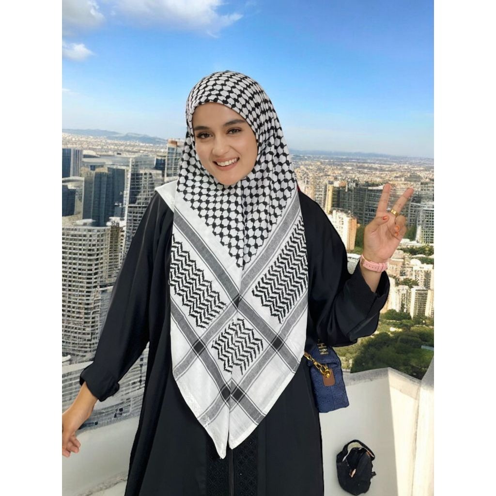 Jual Sorban Kotak Khas Kasmir Rumbai hitam putih dewasa | Shopee Indonesia