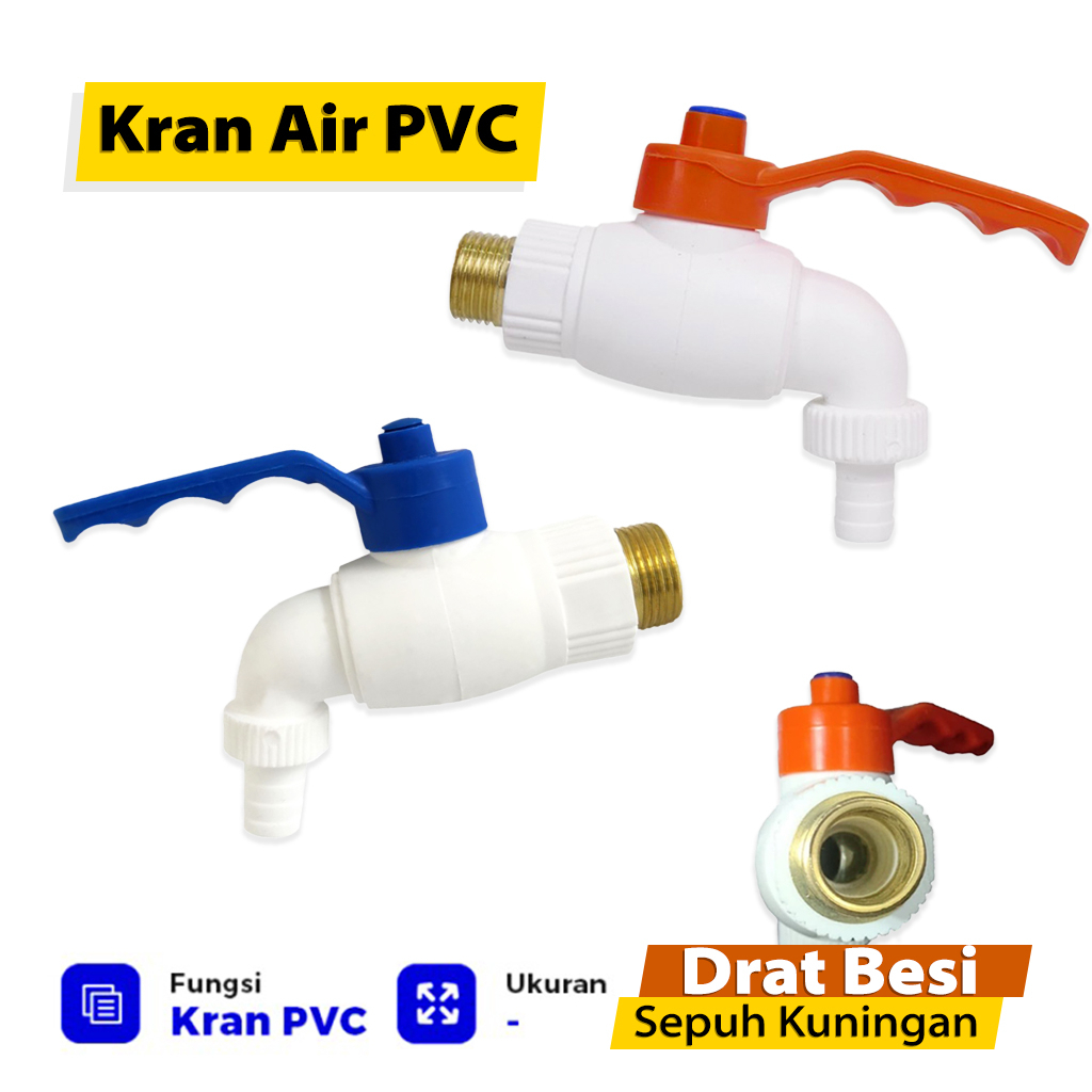 Jual IDEKU Keran Air Tembok Taman / Kran PVC Jumbo Turkey Drat Kuningan ...