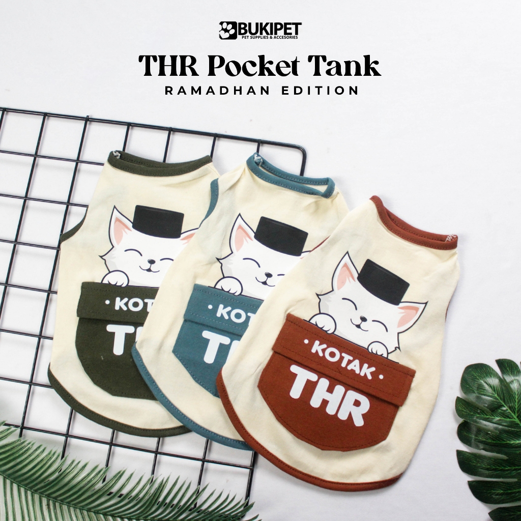 Jual Baju Kucing Anjing Lucu Cowok Cewek Murah - Bukipet THR Pocket Tank | Shopee Indonesia