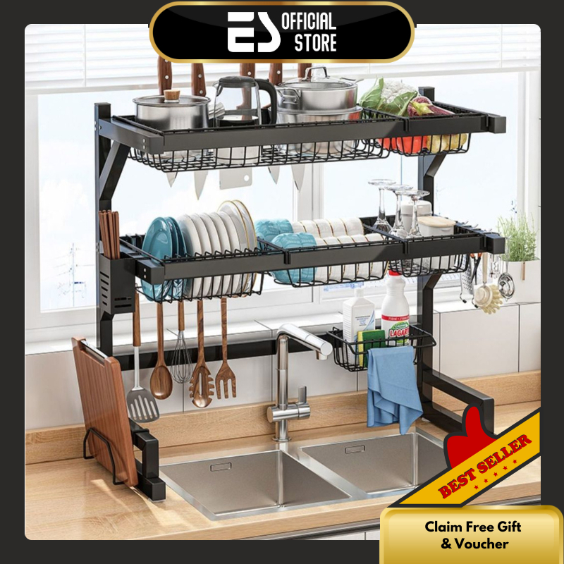 Jual [Spesial Live] ES Rak Piring Wastafel Stainless Steel Rak Cuci ...