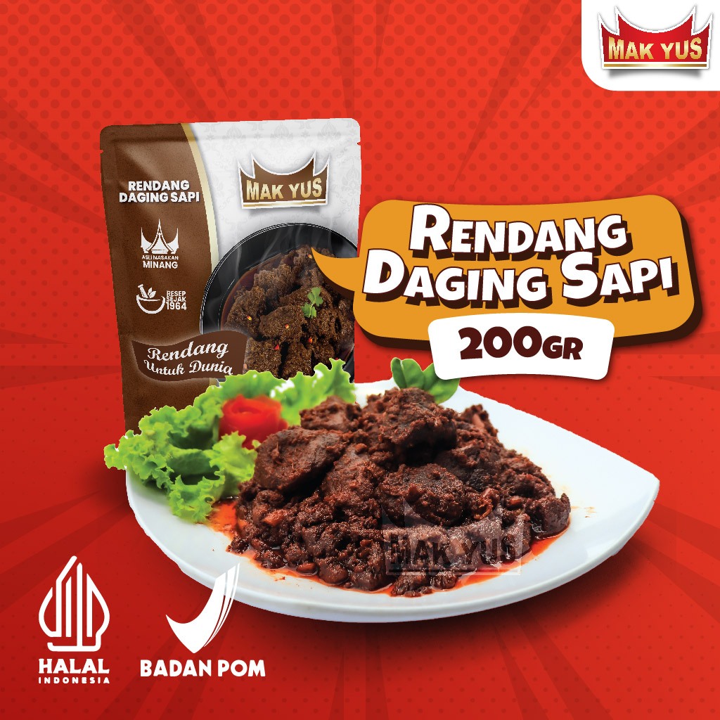 Jual Rendang Daging Sapi siap saji (200gr) Mak Yus | Shopee Indonesia