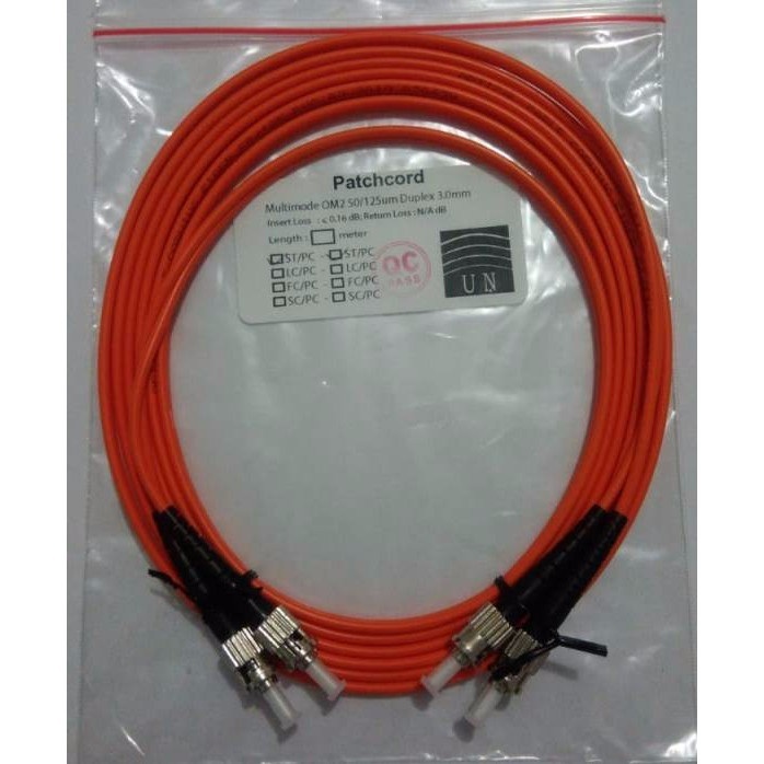 Jual Patchcord Fiber Optic ST ST Duplex Multimode 50/125um 5 meter ...