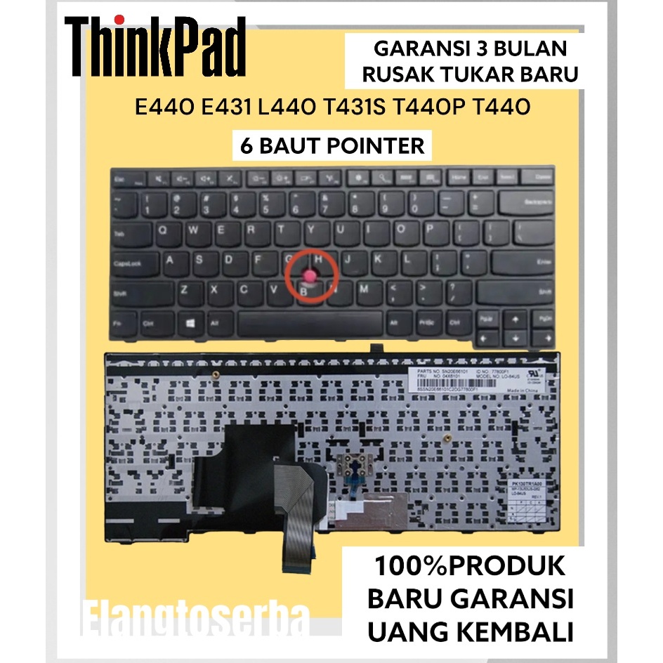 Jual Keyboard Lenovo Thinkpad T431 T440 E450C T450 W450 E470 Baut 6 ...
