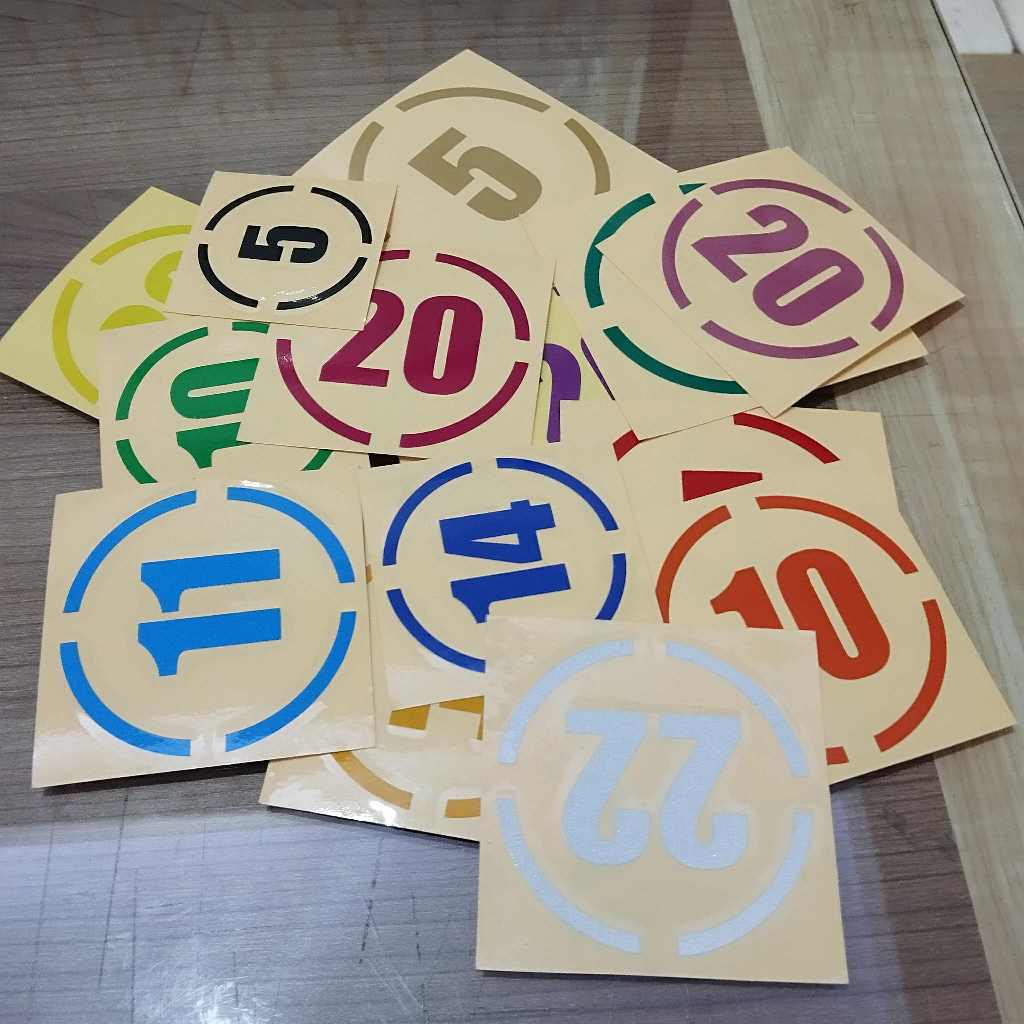 Jual Stiker Cutting Tempel Angka Model Bulat Strip Bahan Revlektive ...