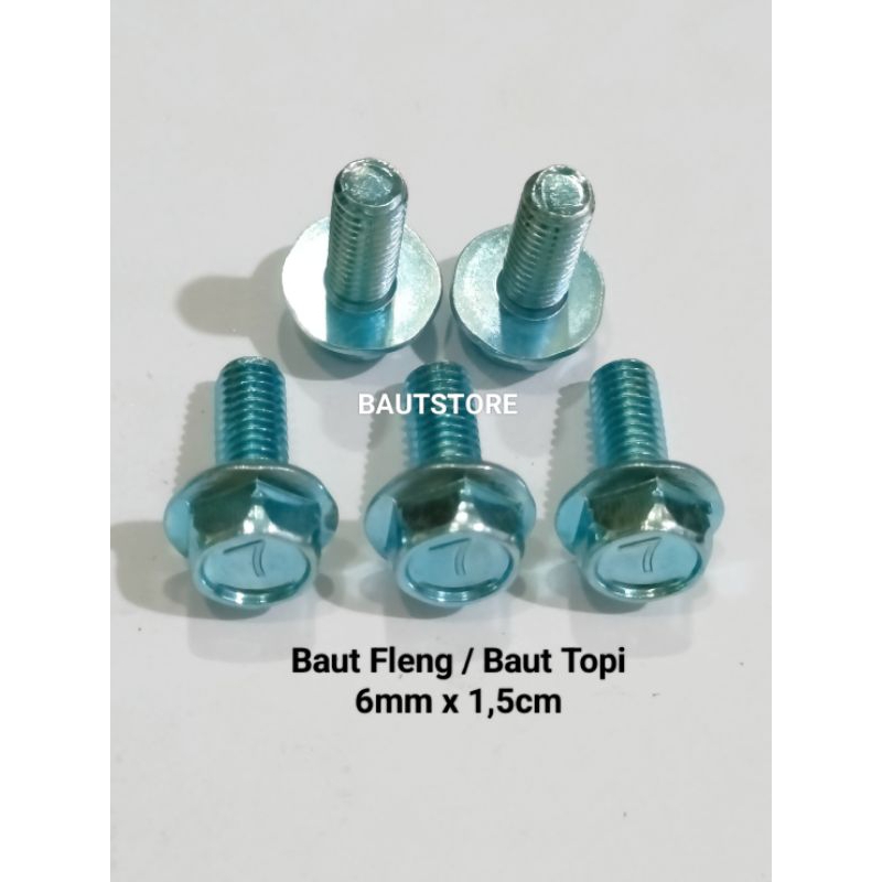 Jual Baut Topi/Baut Flange Bolt 10/M6 x 1,5 cm (Paket 5pcs) | Shopee ...