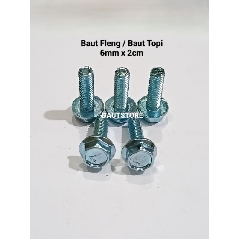 Jual Baut Topi/Baut Flange Bolt 10/M6 x 2cm ( Paket 5pcs) | Shopee Indonesia