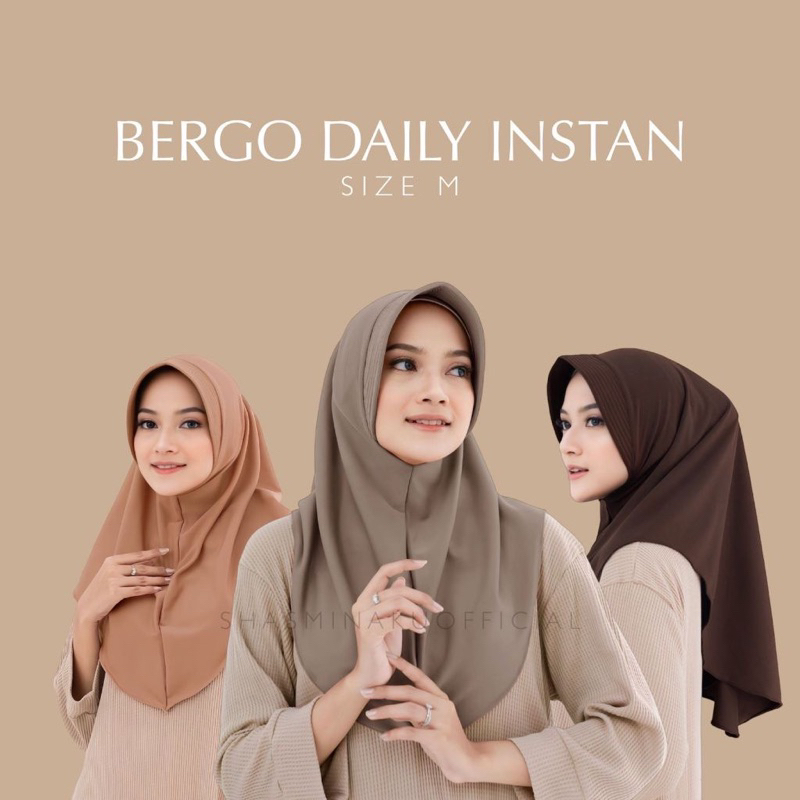 Jual Bergo Hamidah Hijab Instan Pet / Jilbab Daily Polos / Hijab Sport Jersey Premium Nyaman ...