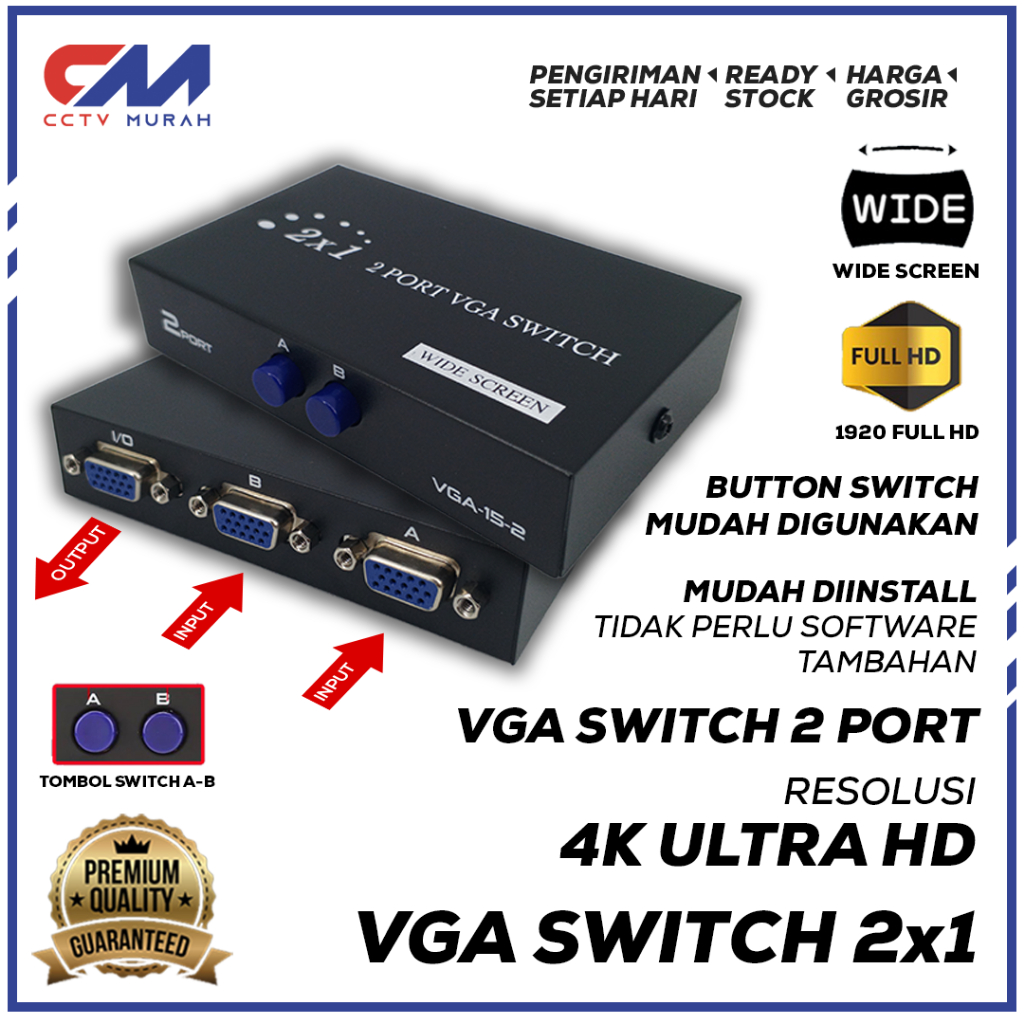 Jual Switcher VGA 2 Port , VGA Switch 2 Input 1 Output | Shopee Indonesia