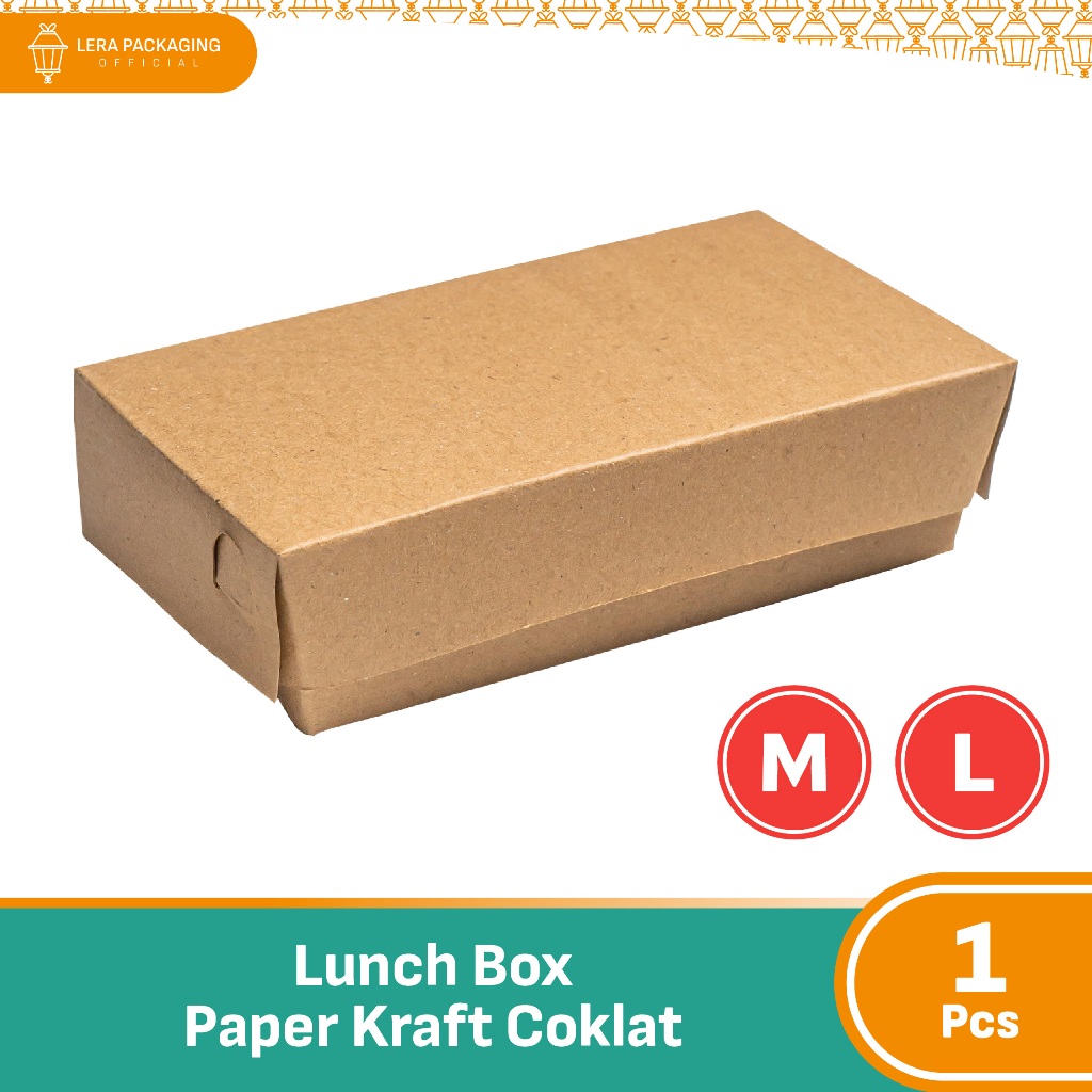 Jual [Size M & L] Lunch Box Paper Kraft Coklat / Dus Kotak Nasi Take Away - Laminasi | Shopee ...