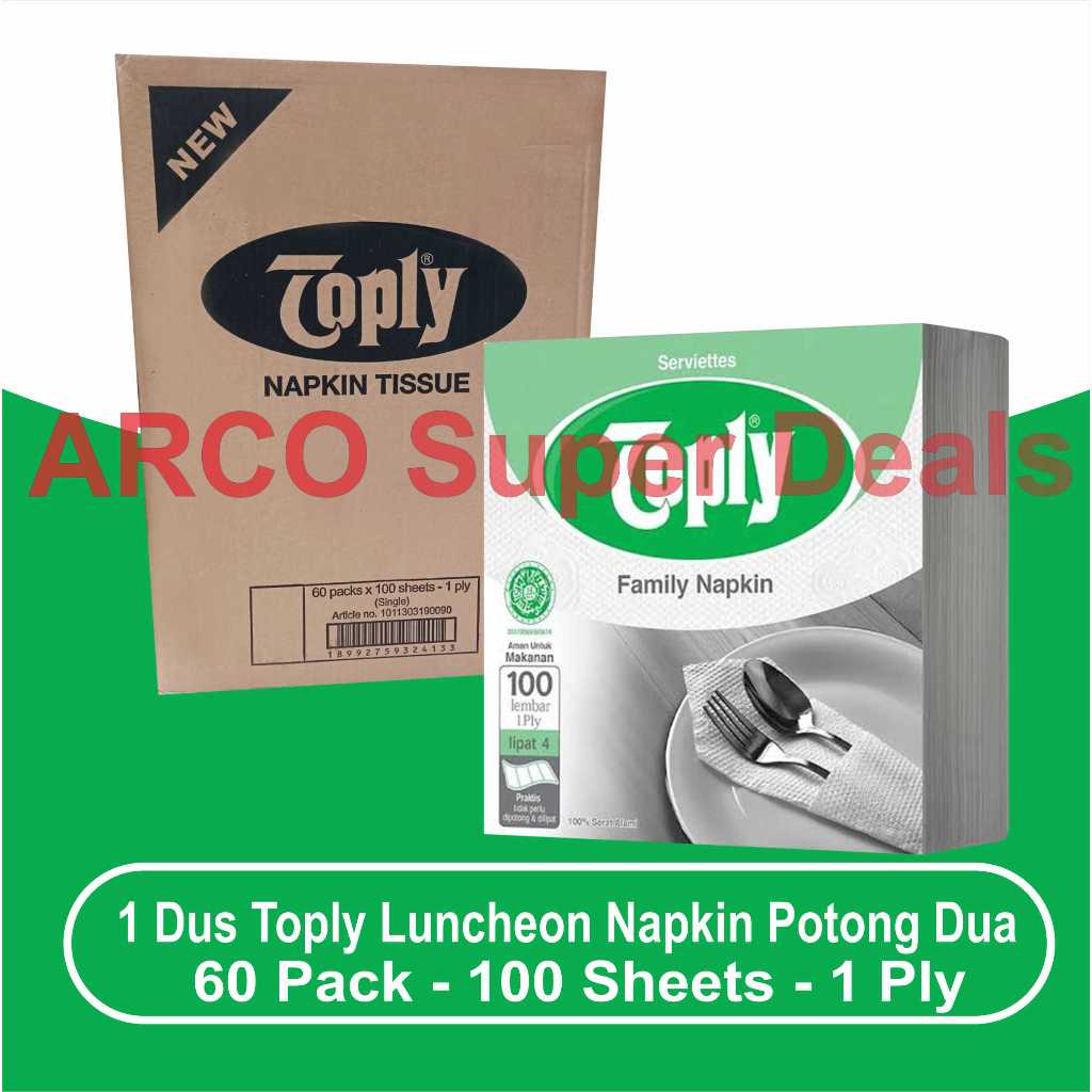 Jual 1 Dus Toply Tissue Luncheon Napkin Potong Dua Full Embossed 100 ...