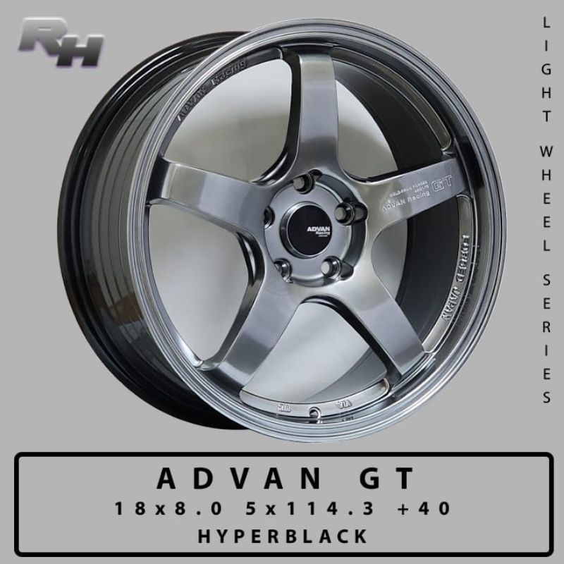 Jual velg advan gt ring 18 lebar 8 et 40 pcd 5x114 hyper black | Shopee Indonesia