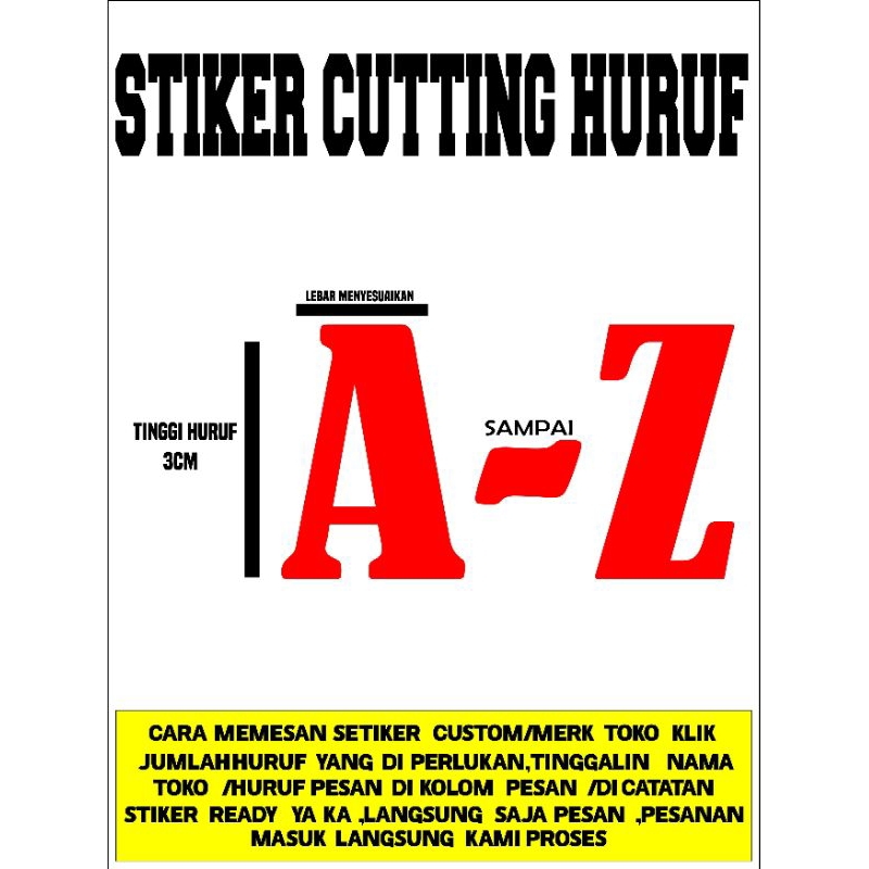 Jual stiker cutting huruf ukuran 3cm | Shopee Indonesia