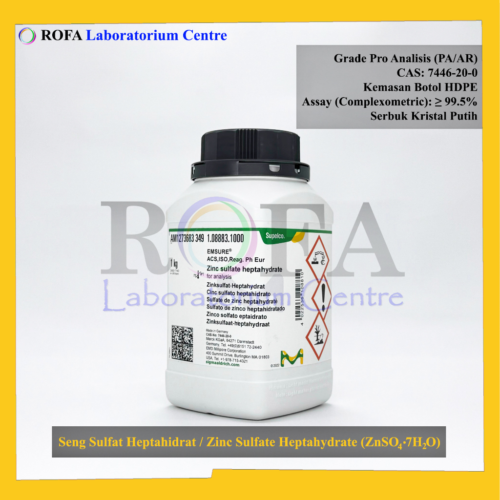 Jual Seng Sulfat Heptahidrat / Zinc Sulfate Heptahydrate / ZnSO4.7H2O ...