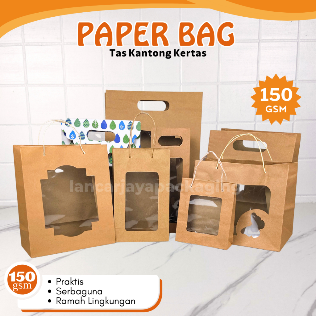 Jual Paper Bag Mika Tas Kado Kertas Kraft Coklat Kantong Jinjing ...