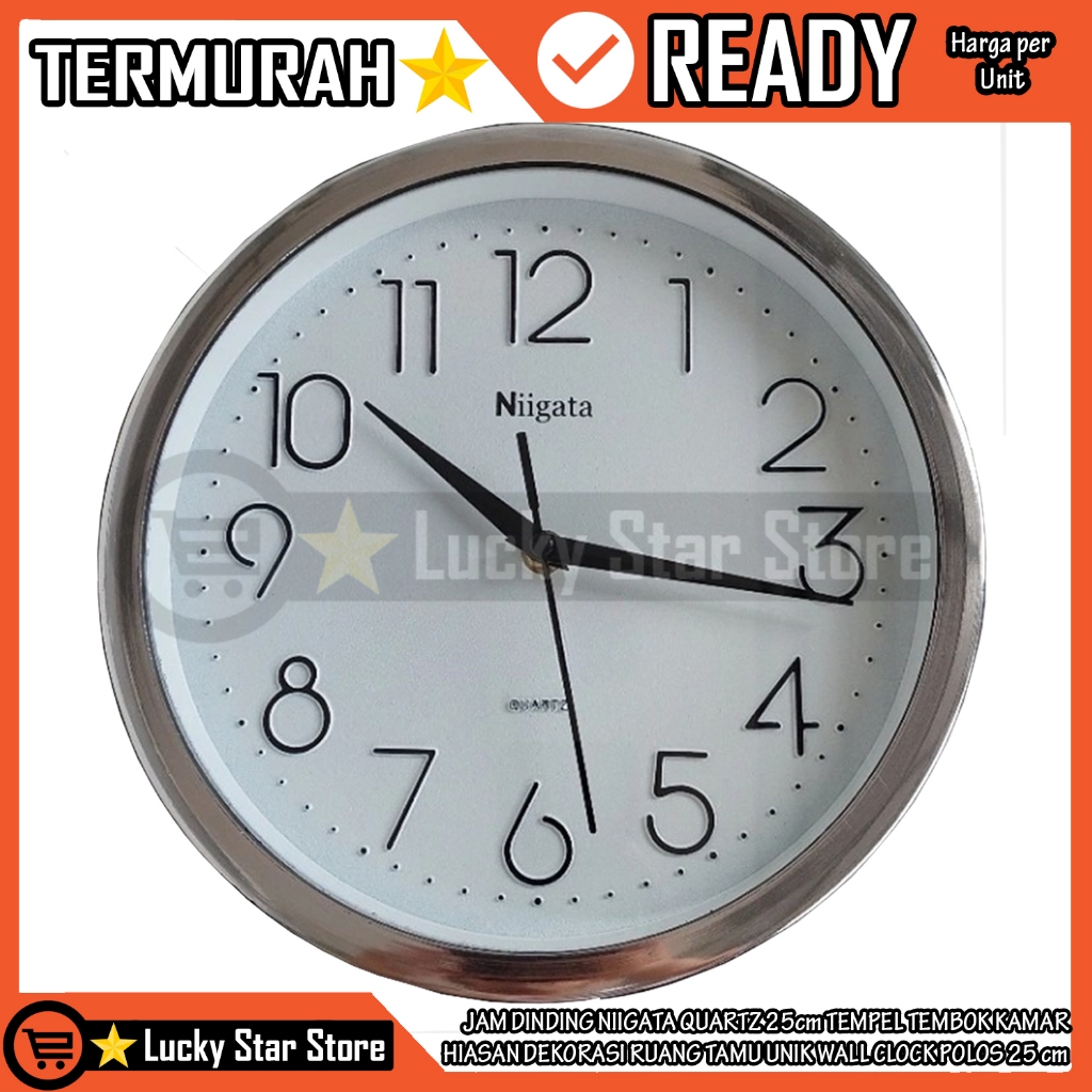Jual Jam Dinding Wall Clock Angka Timbul 25 Cm Niigata Quartz Polos ...