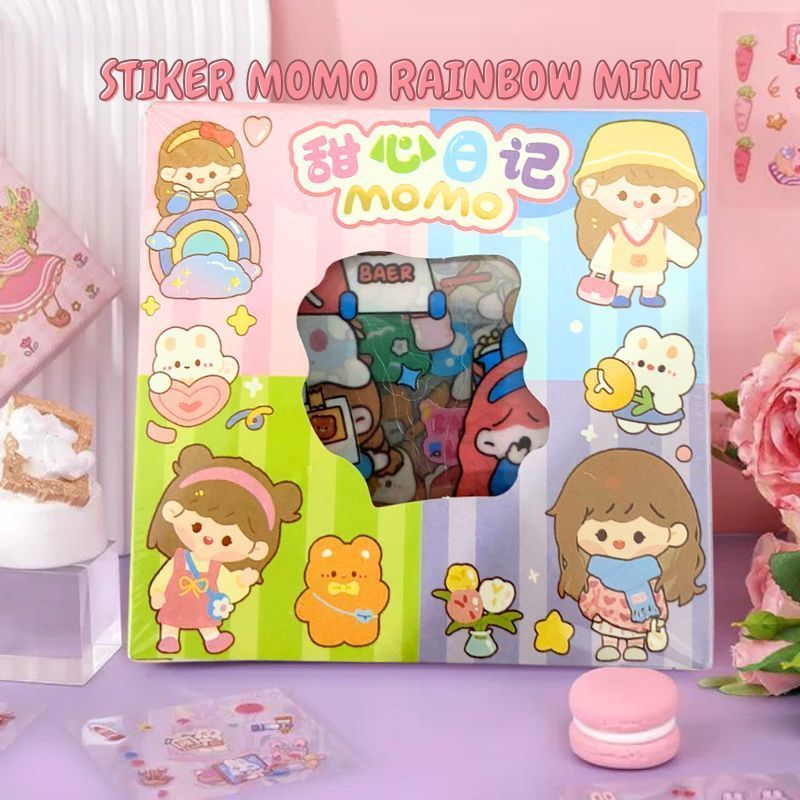 Jual MOMO Stiker Korea Lucu isi 100 Lembar Sticker Deco Aesthetic ...