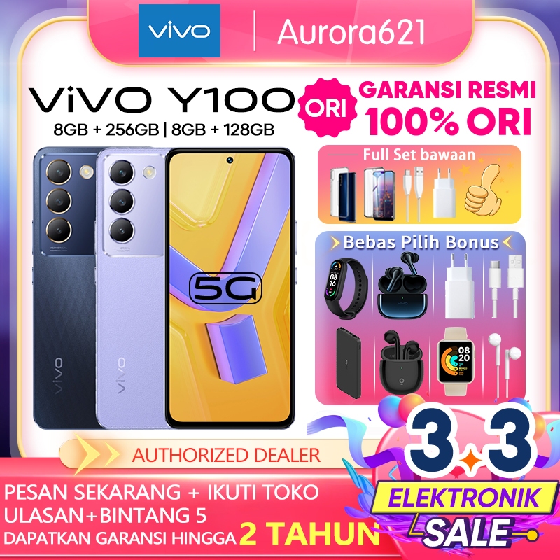 Jual Vivo Y100 5G 8GB+8GB Extended RAM 256GB ROM 80W NFC Garansi Resmi Original Handphone ...