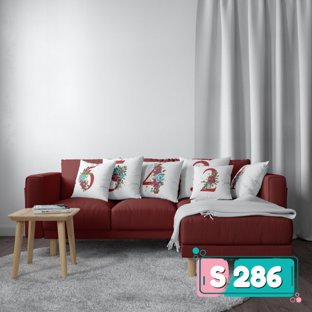 Jual Sarung bantal sofa kursi S286 Motif Angka Merah Berbunga Lucu ...