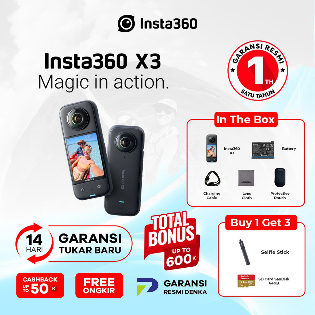 Jual INSTA360 ONE X3 kamera 360 action camera 4K Insta 360 X3 ...