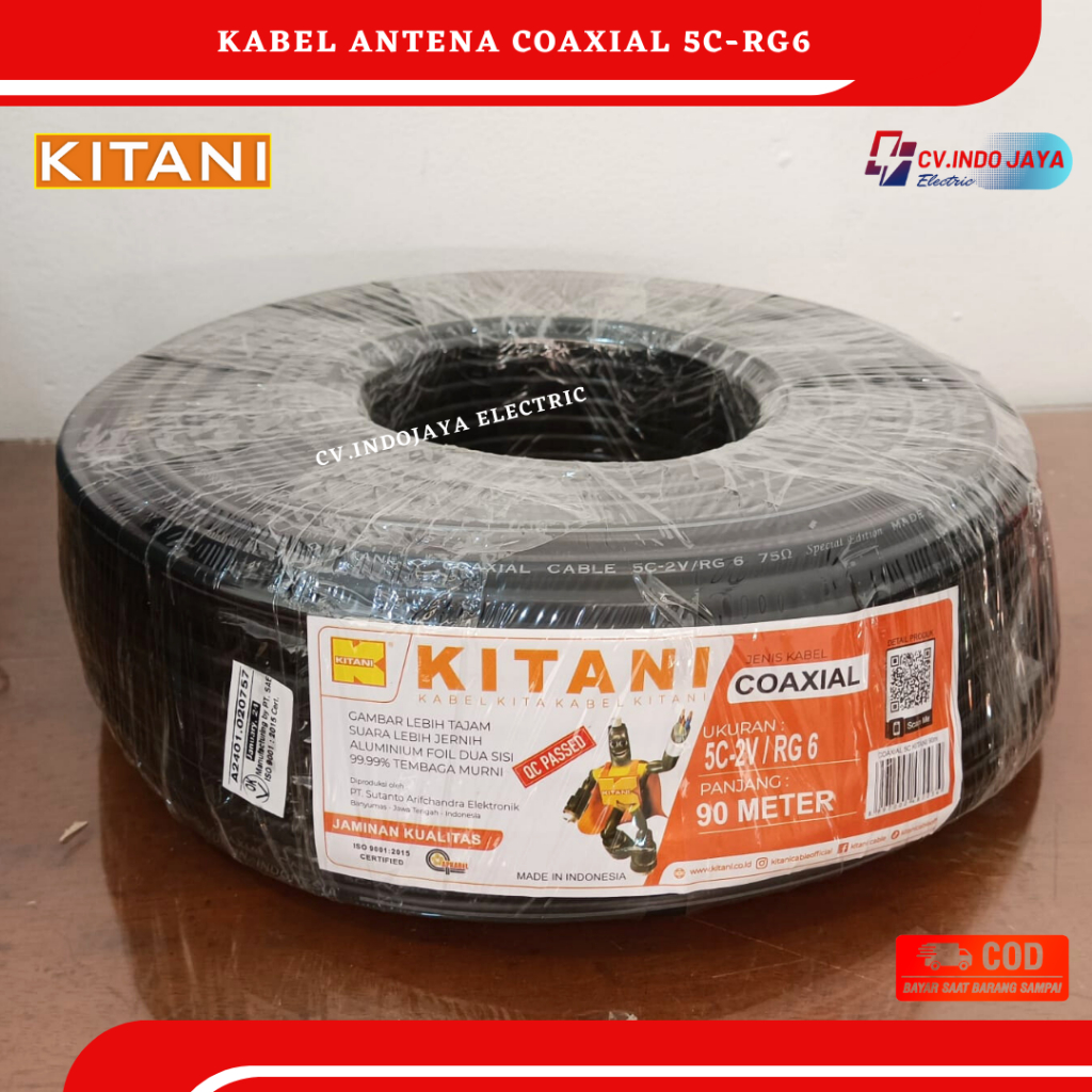 Jual Kabel Antena Tv Kitani Coaxial RG6/5C Kitani 100 Yard panjang kabel 90 meter kabel antena ...