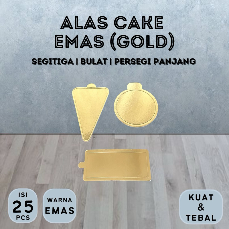 Jual (25 PCS) [EMAS] Alas Cake Tiramisu Warna Emas / Gold Segitiga ...
