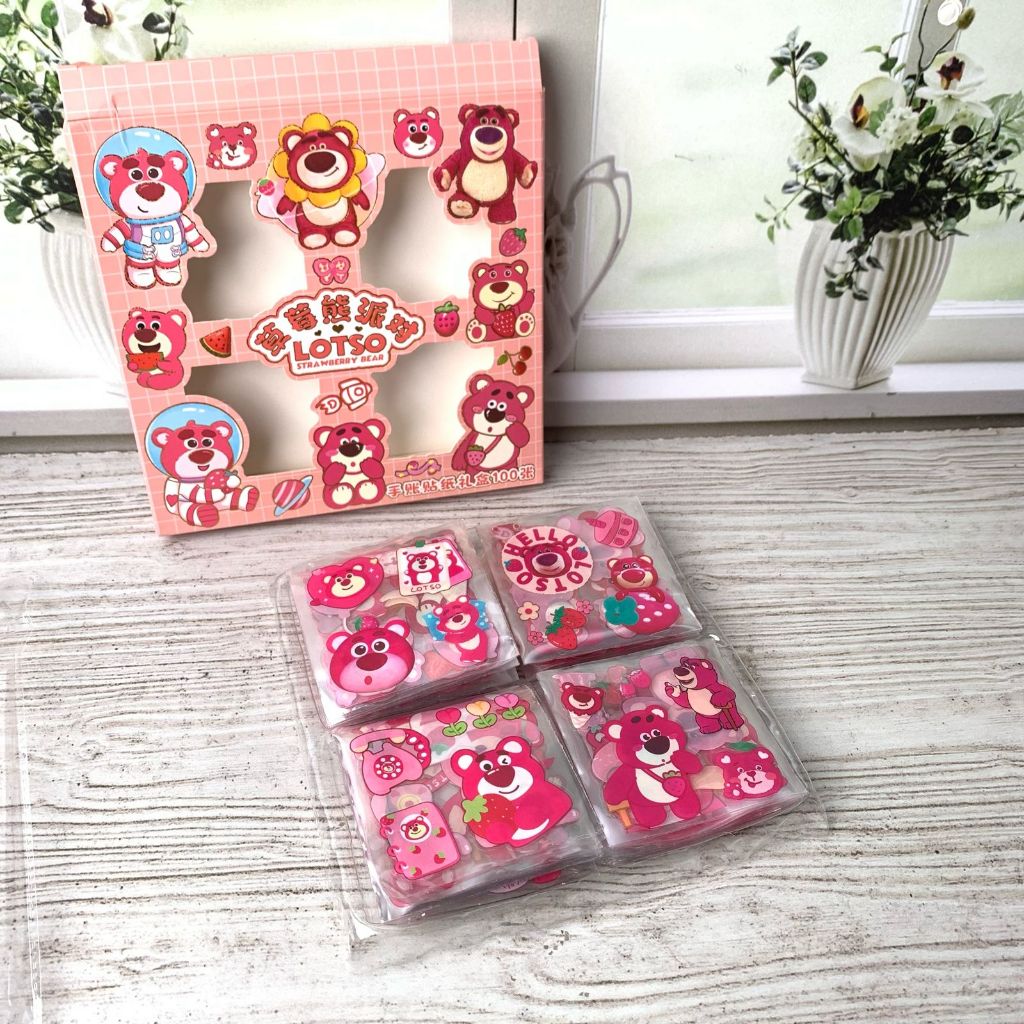 Jual Sticker box 100 Lembar karakter Lotso Bear Stiker Beruang merah ...
