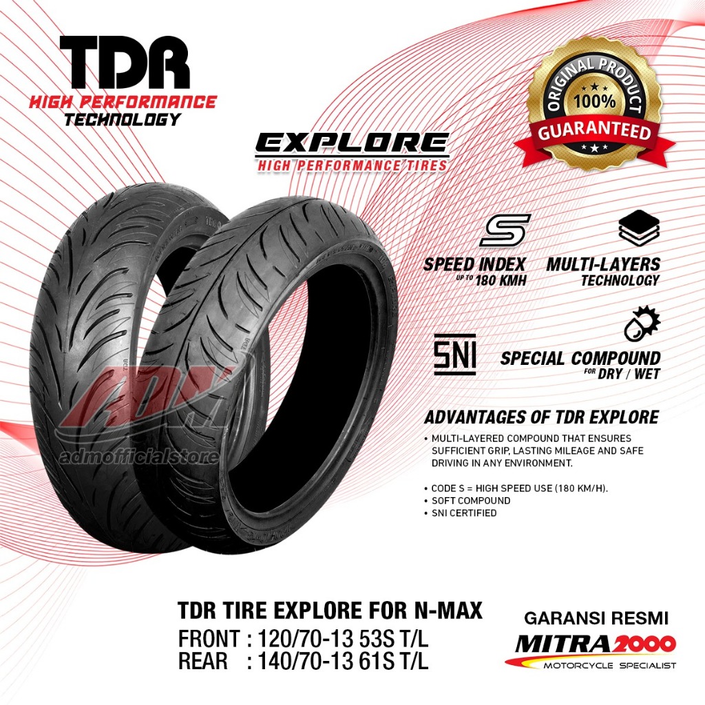Jual Ban TDR N-MAX / ALL NEW N-MAX Tire Explore Set Front & Rear T/L ...