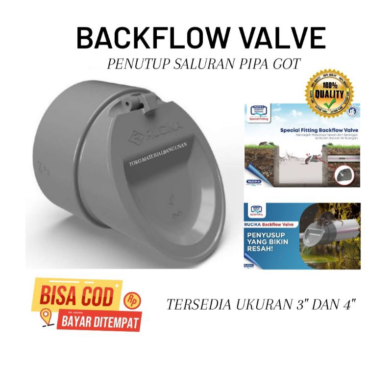 Jual BACKFLOW VALVE RUCIKA PVC RUCIKA 3" DAN 4" SAMBUNGAN PENUTUP ...