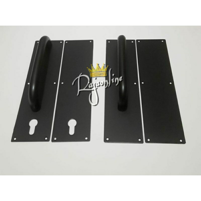 Jual Tarikan handle push plat pintu besi exit door stainless hitam ...