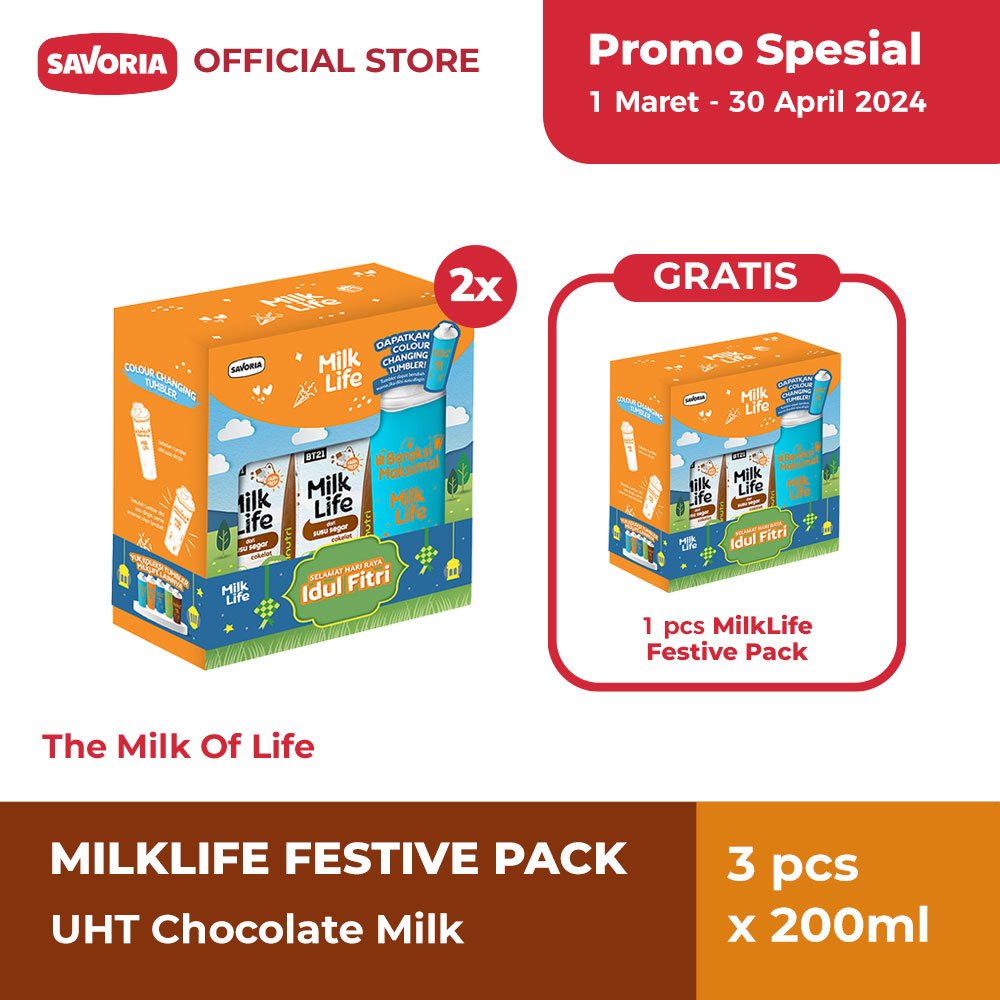 Jual MilkLife Festive Pack - UHT Cokelat 4 Pcs x 200ml + Tumbler (3 ...