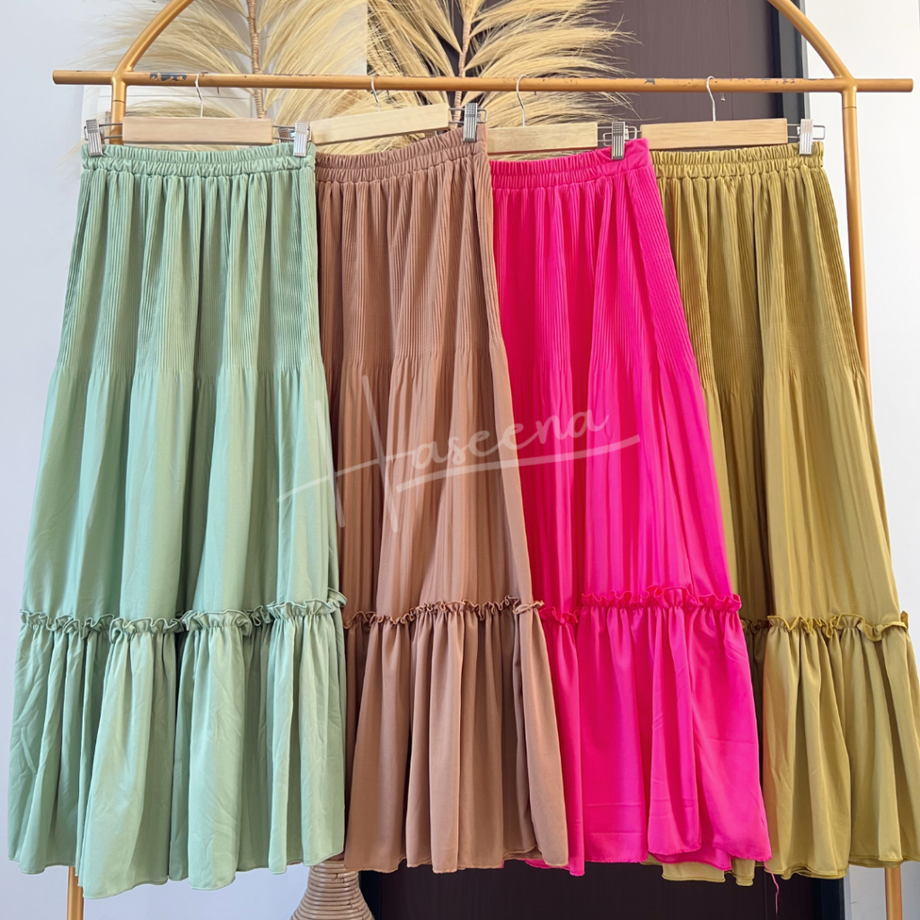 Jual Haseena Rok Plisket Susun Maiza Bahan Premium Skirt Wanita Ruffle ...