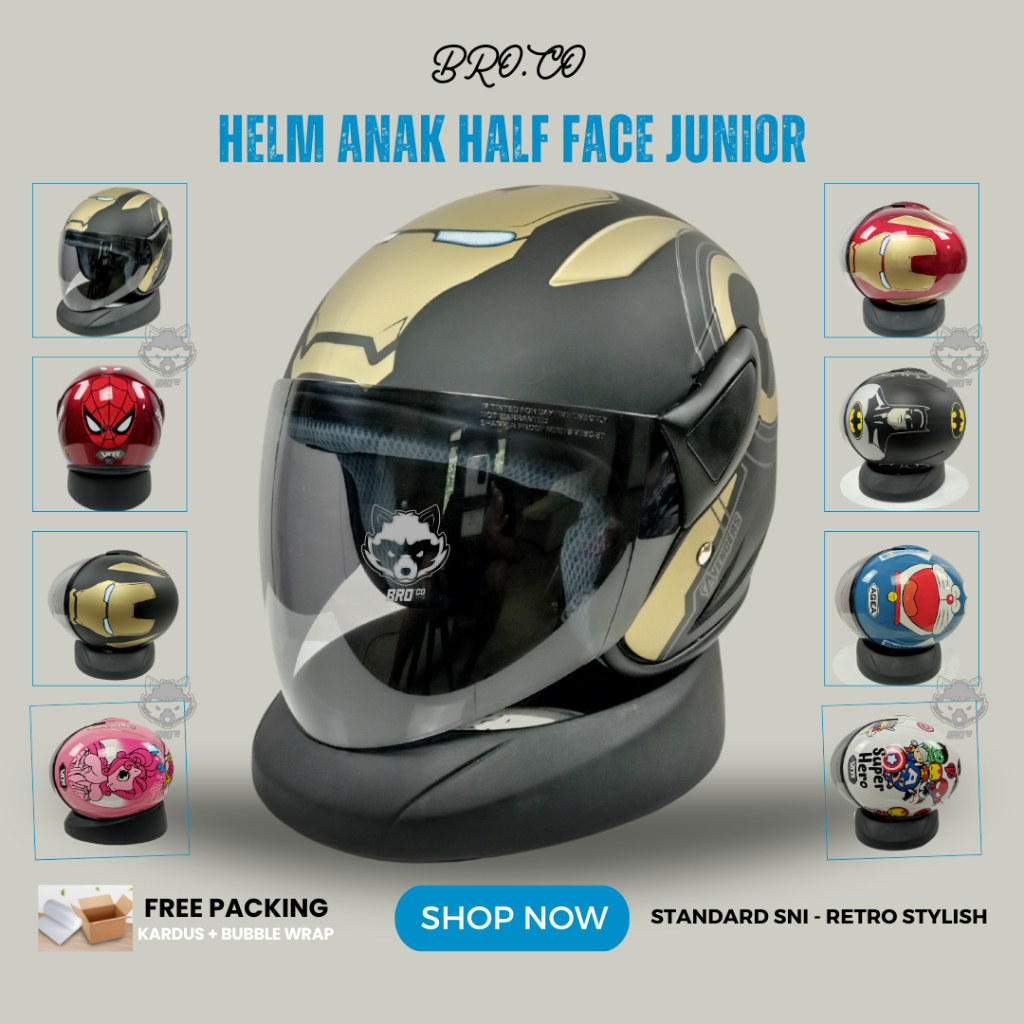 Jual HELM ANAK SNI UNIK KLASIK HALF FACE JUNIOR KARAKTER LUCU SUPERHERO ...