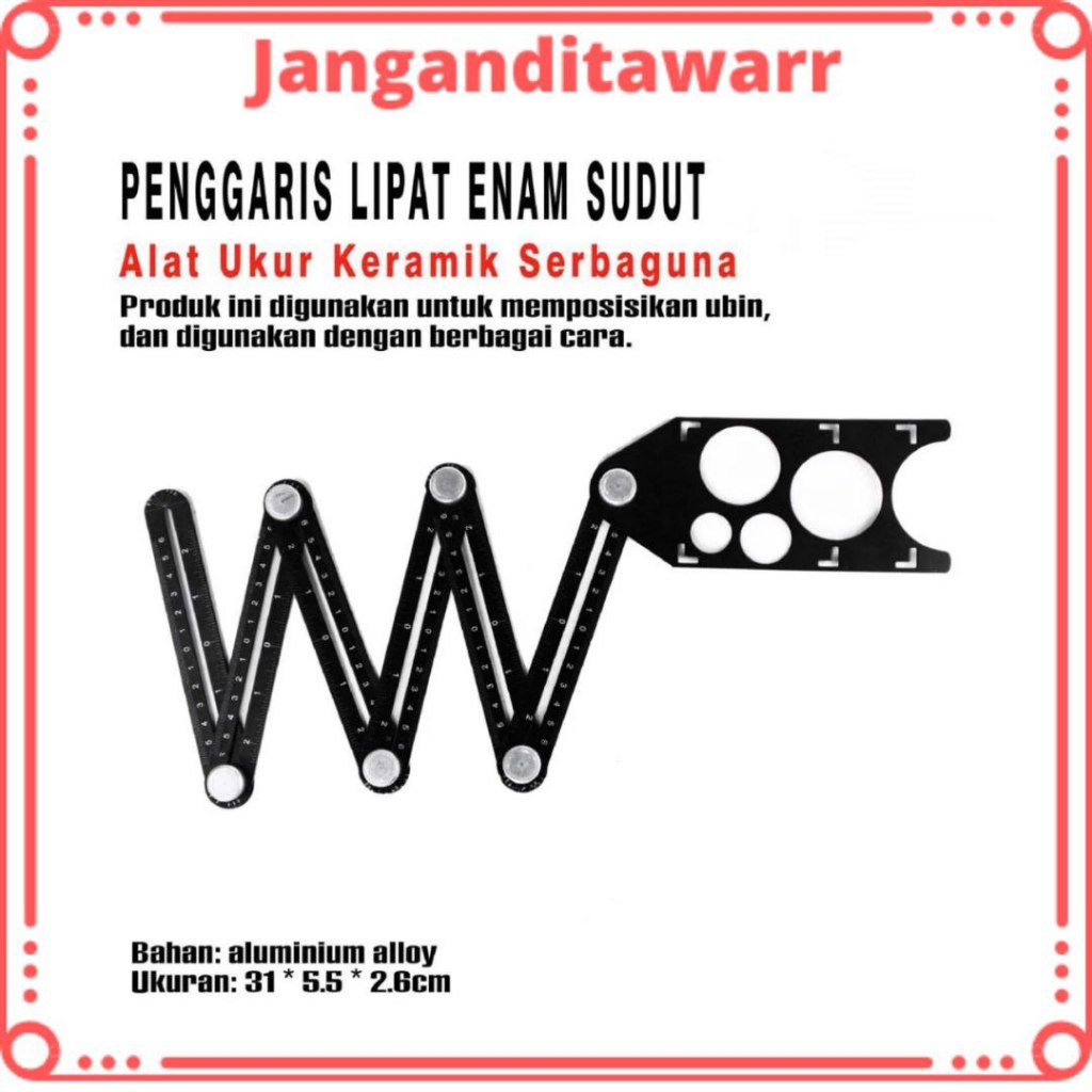 Jual Penggaris Batu Kayu Kaca keramik lipat 6 sisi aluminium penggaris ...
