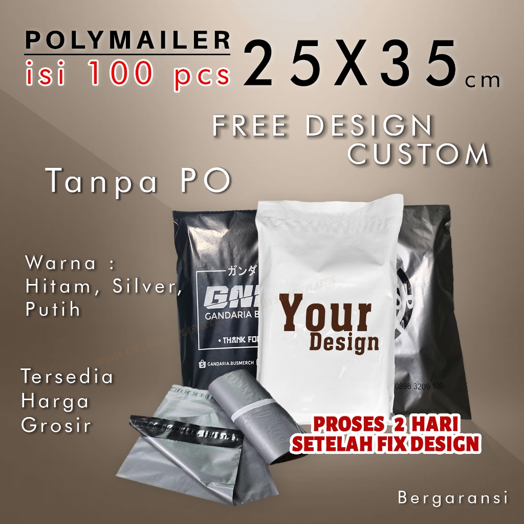 Jual SABLON POLYMAILER 25X35 CUSTOM PLASTIK PACKING OLSHOP FREE DESIGN BUNGKUS PAKET PEREKAT ...